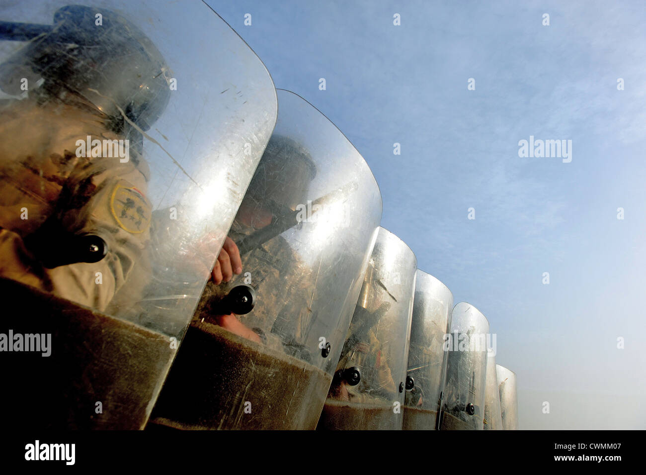 Iraqi and US Military Soldiers riot control formation Joint Security ...