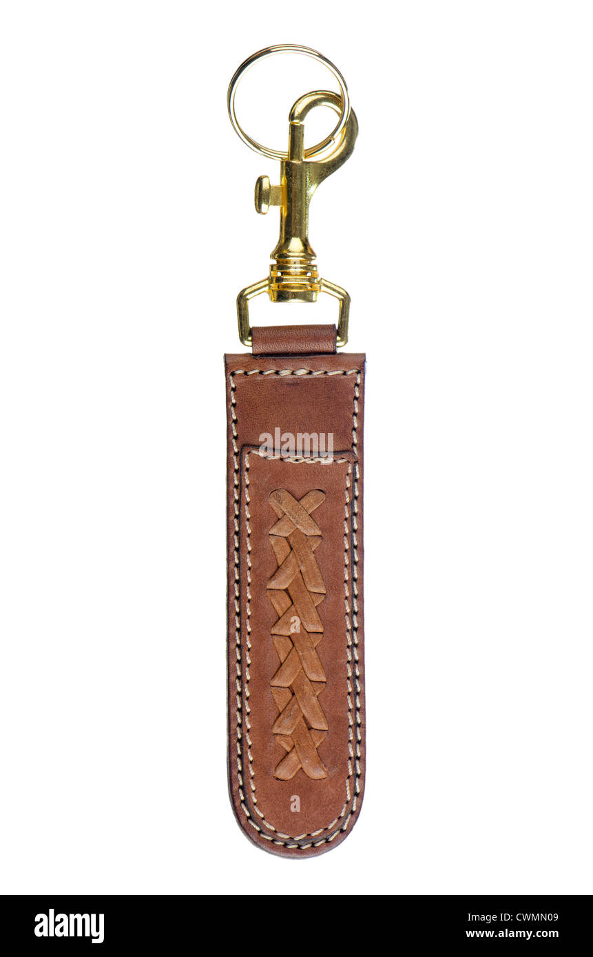 Leather key chain isolated on white background Stock Photo - Alamy