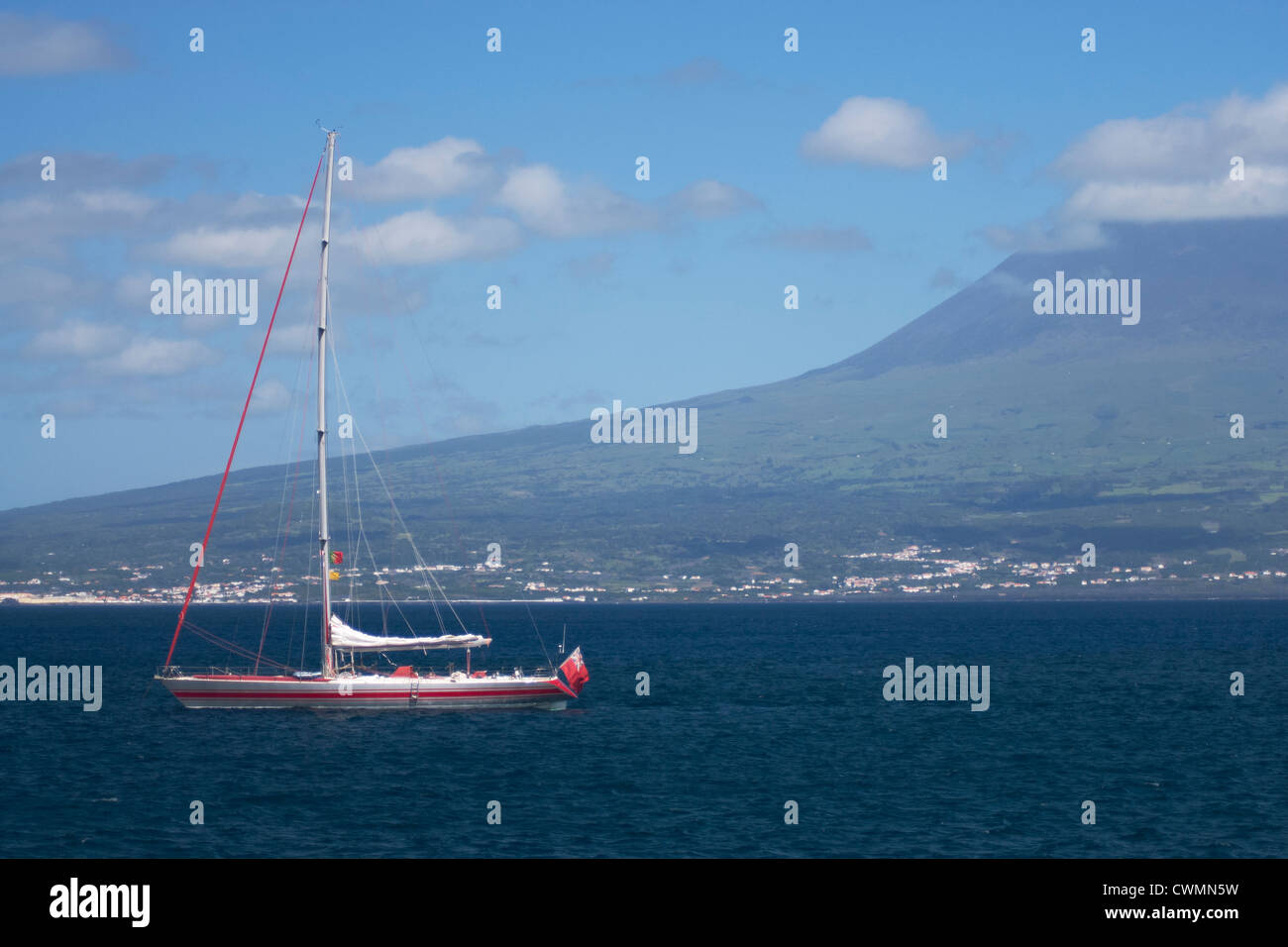 Sailing Boat at Pico Island, Azores, Atlantic Ocean Stock Photo - Alamy