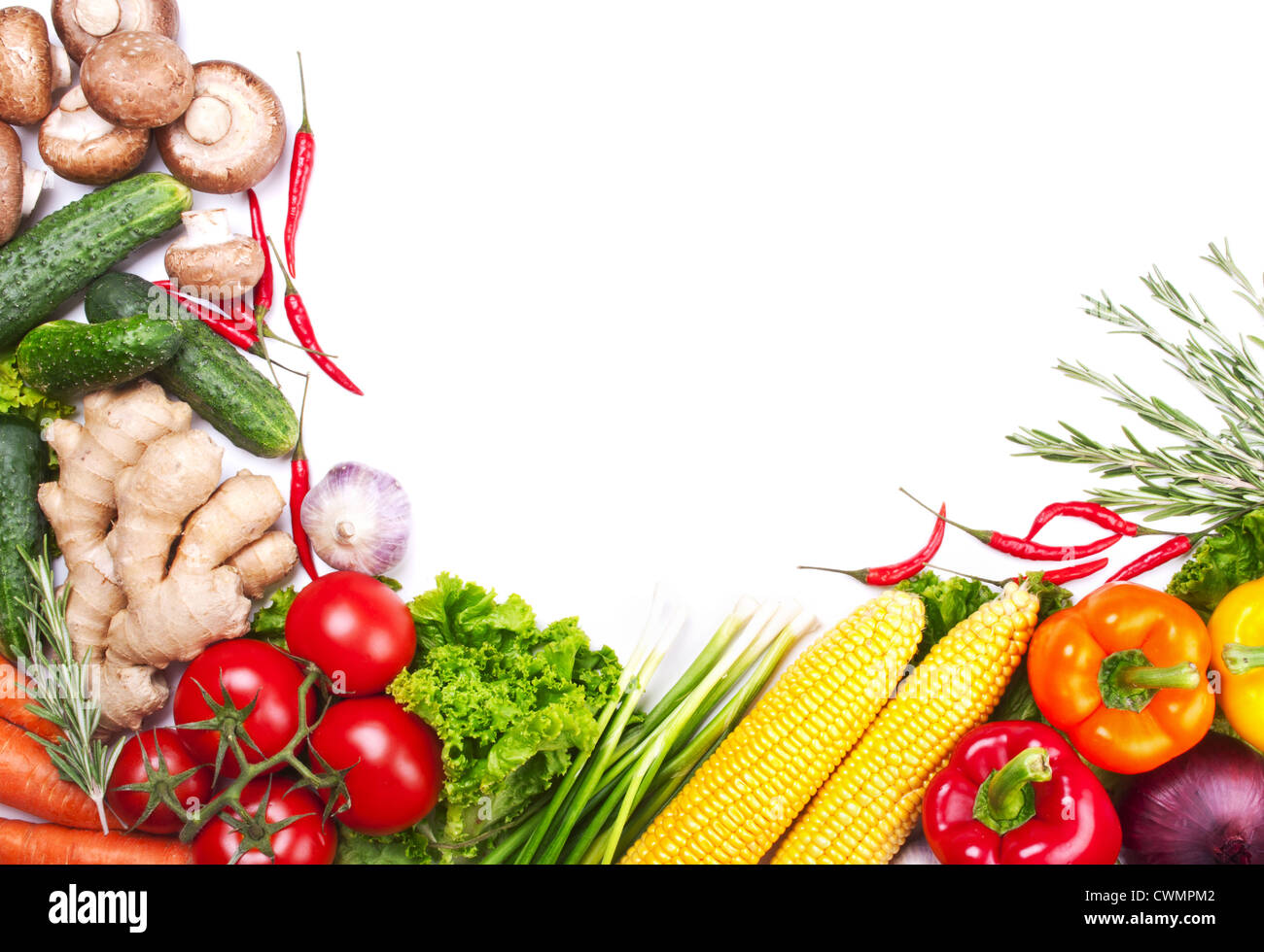Background with fresh ripe vegetables over white Stock Photo - Alamy