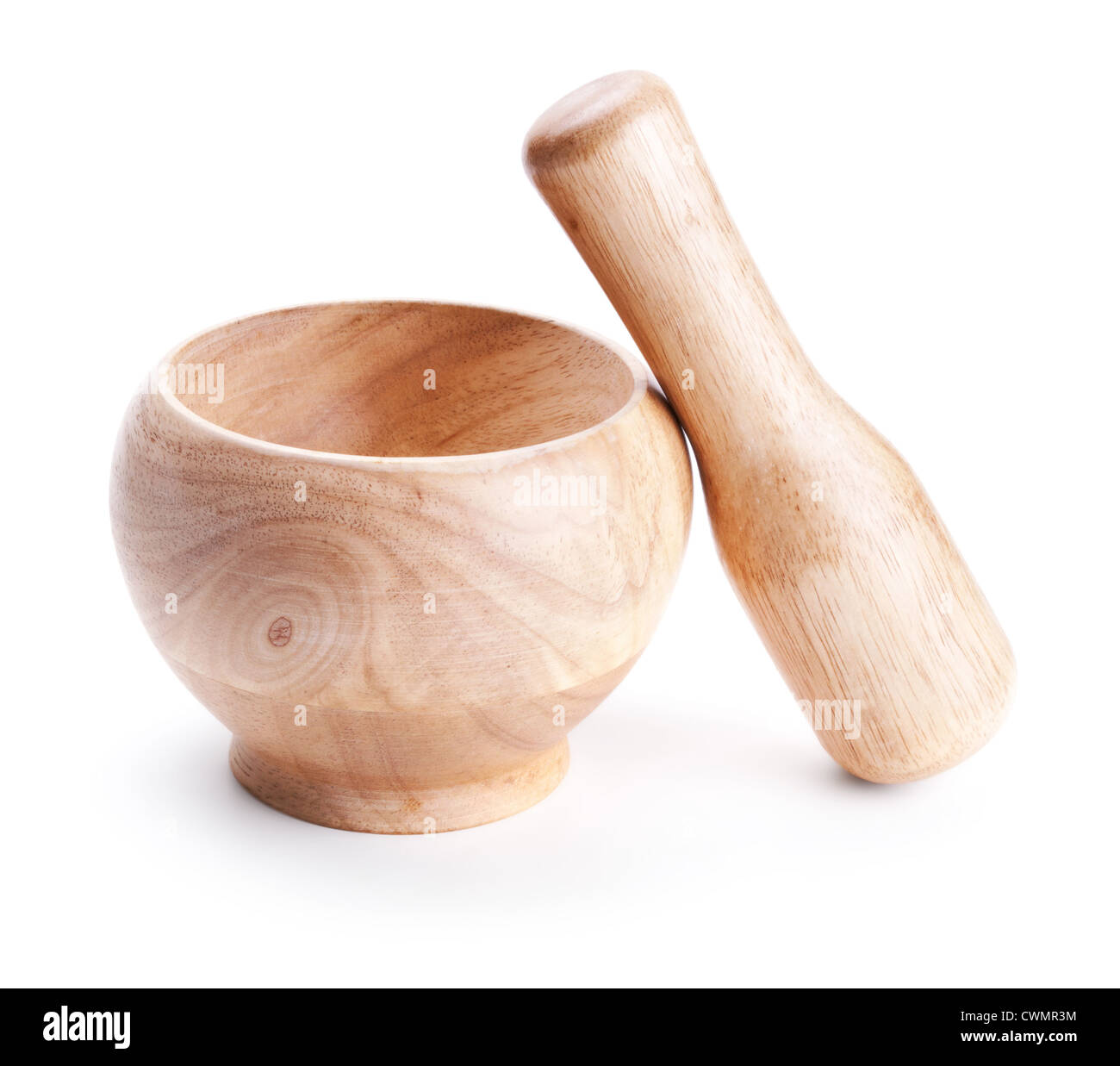 wooden mortar and pestle set isolated on white background Stock Photo ...