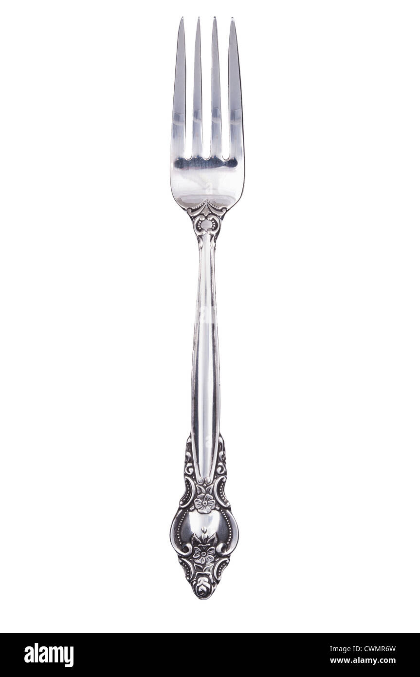 Retro silver fork isolated on white background Stock Photo - Alamy