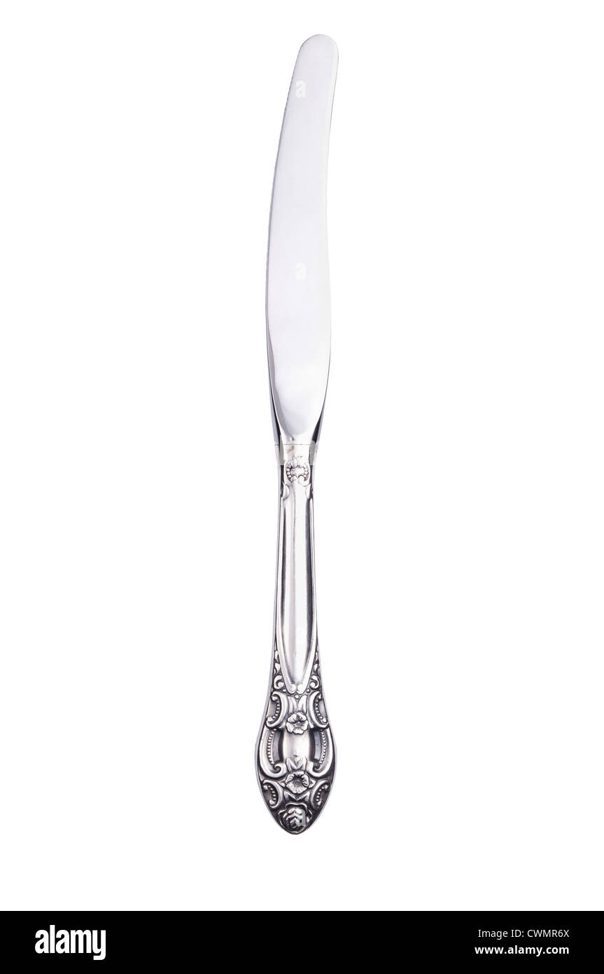 Retro silver knife isolated on white background Stock Photo - Alamy