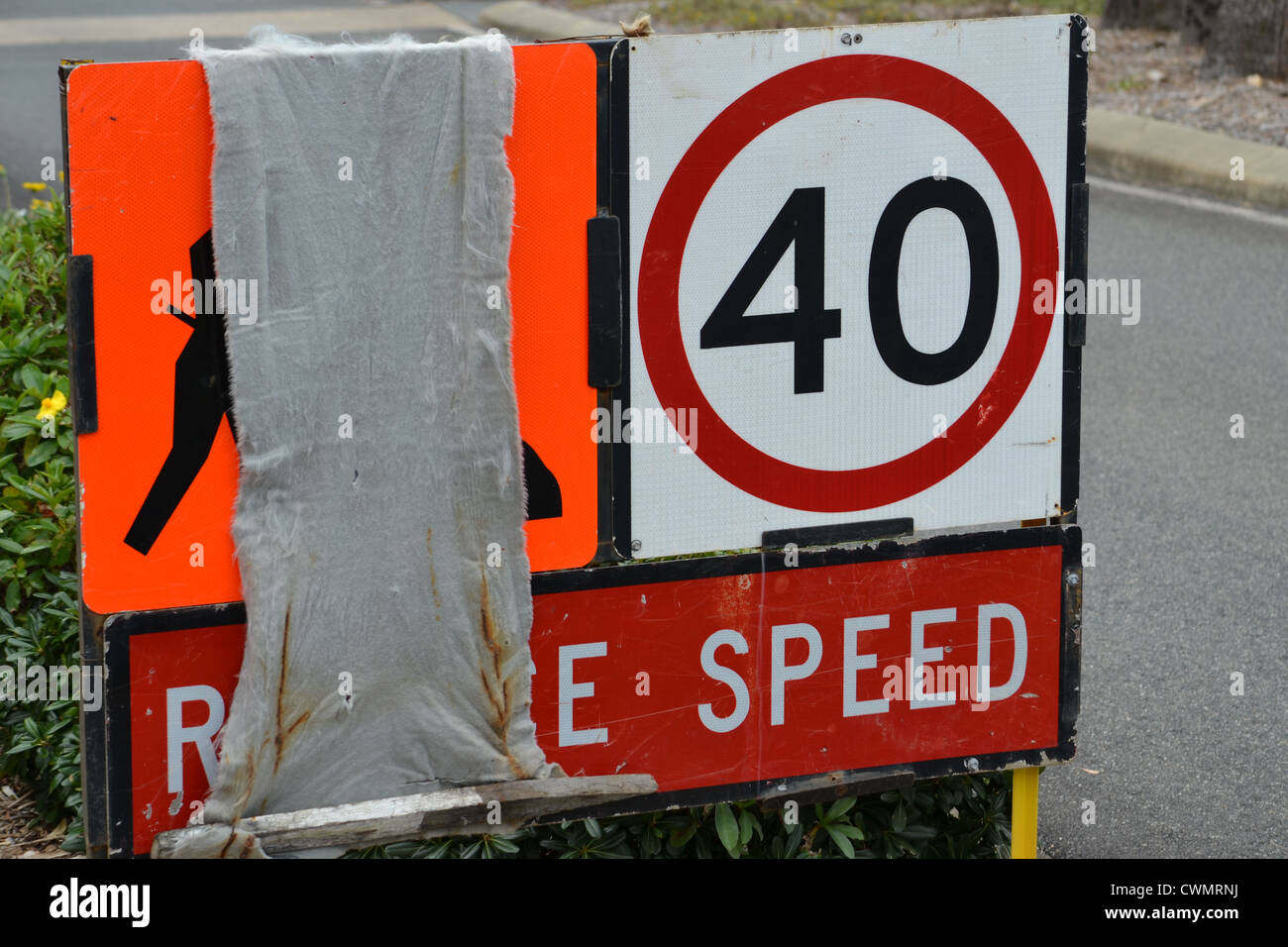 Reduce speed sign hi-res stock photography and images - Alamy