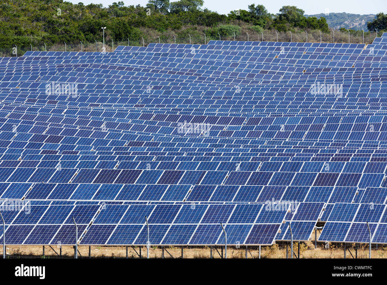 large blue solar panel field in sunny area Stock Photo - Alamy