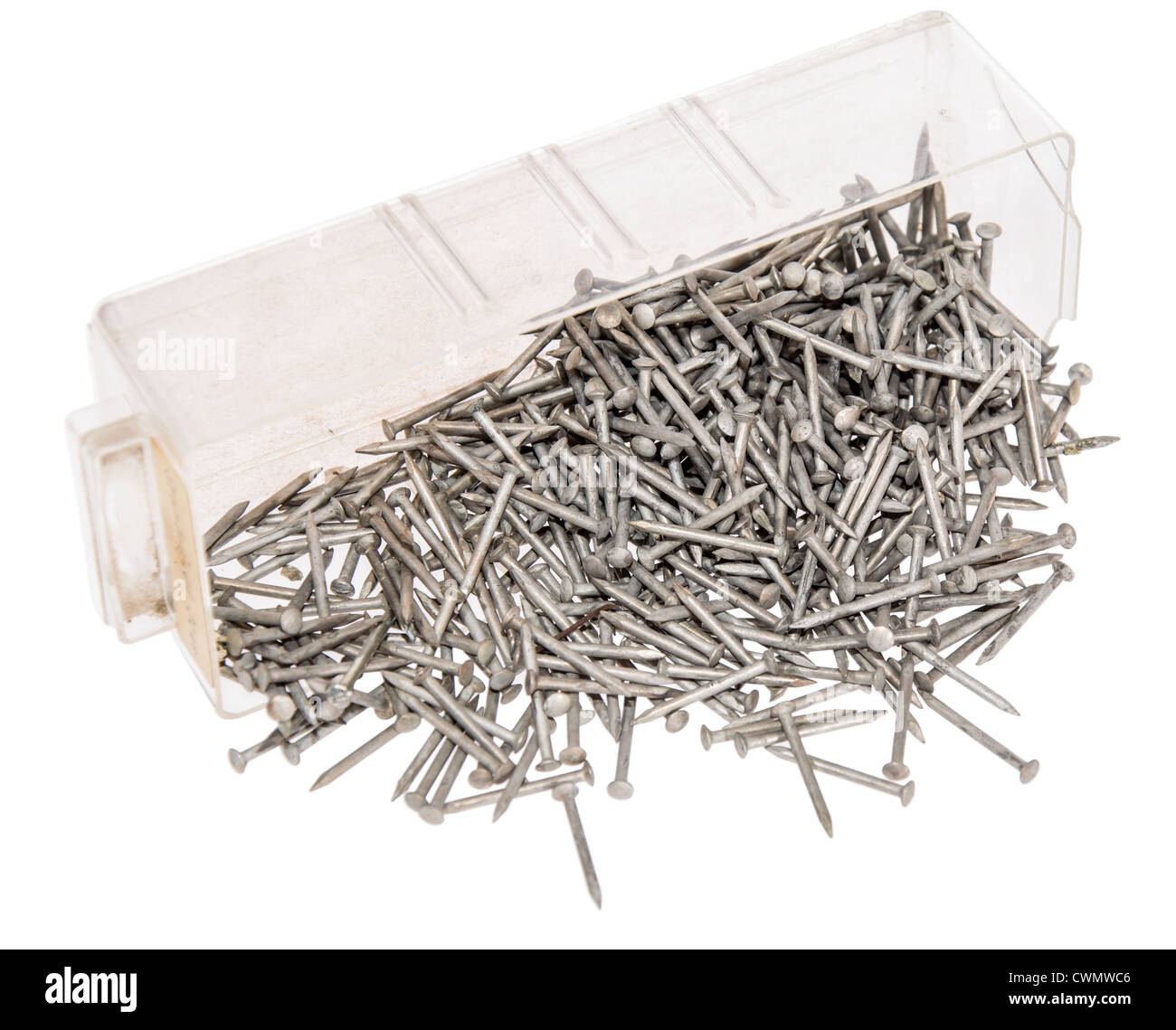 box with Nails isolated on white background Stock Photo - Alamy