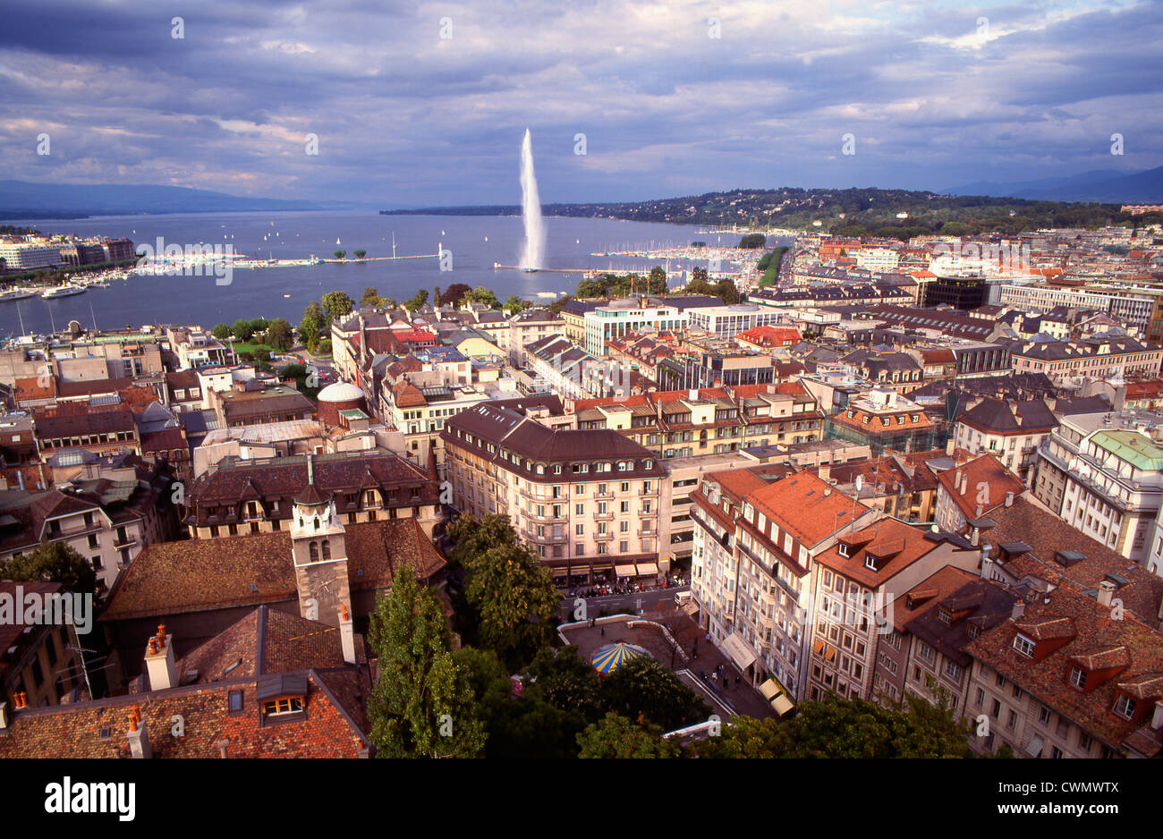 Switzerland Genève Geneva general panoramic aerial view Stock Photo - Alamy
