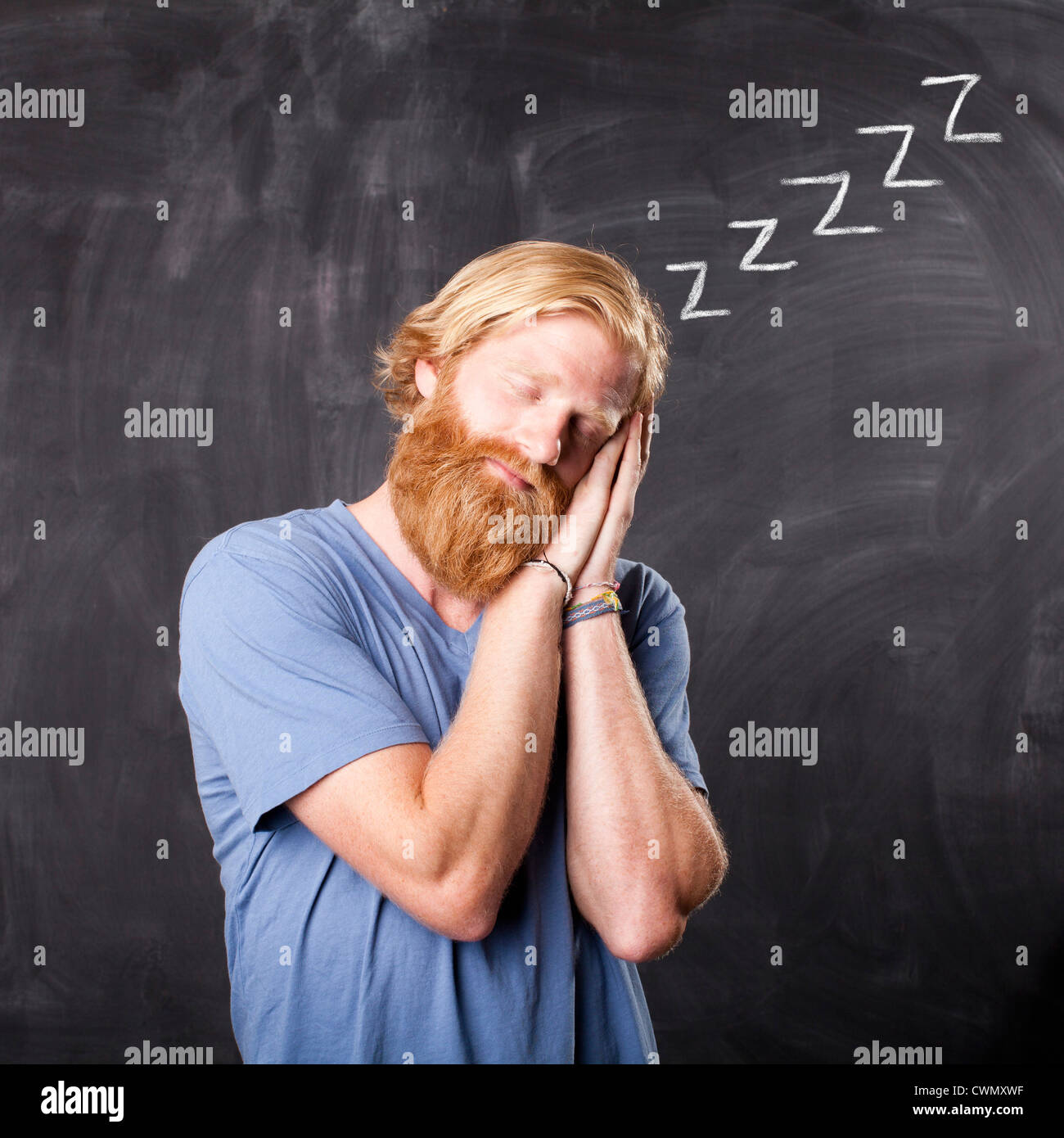 USA, Utah, Salt Lake, Man sleeping while standing in front of ...