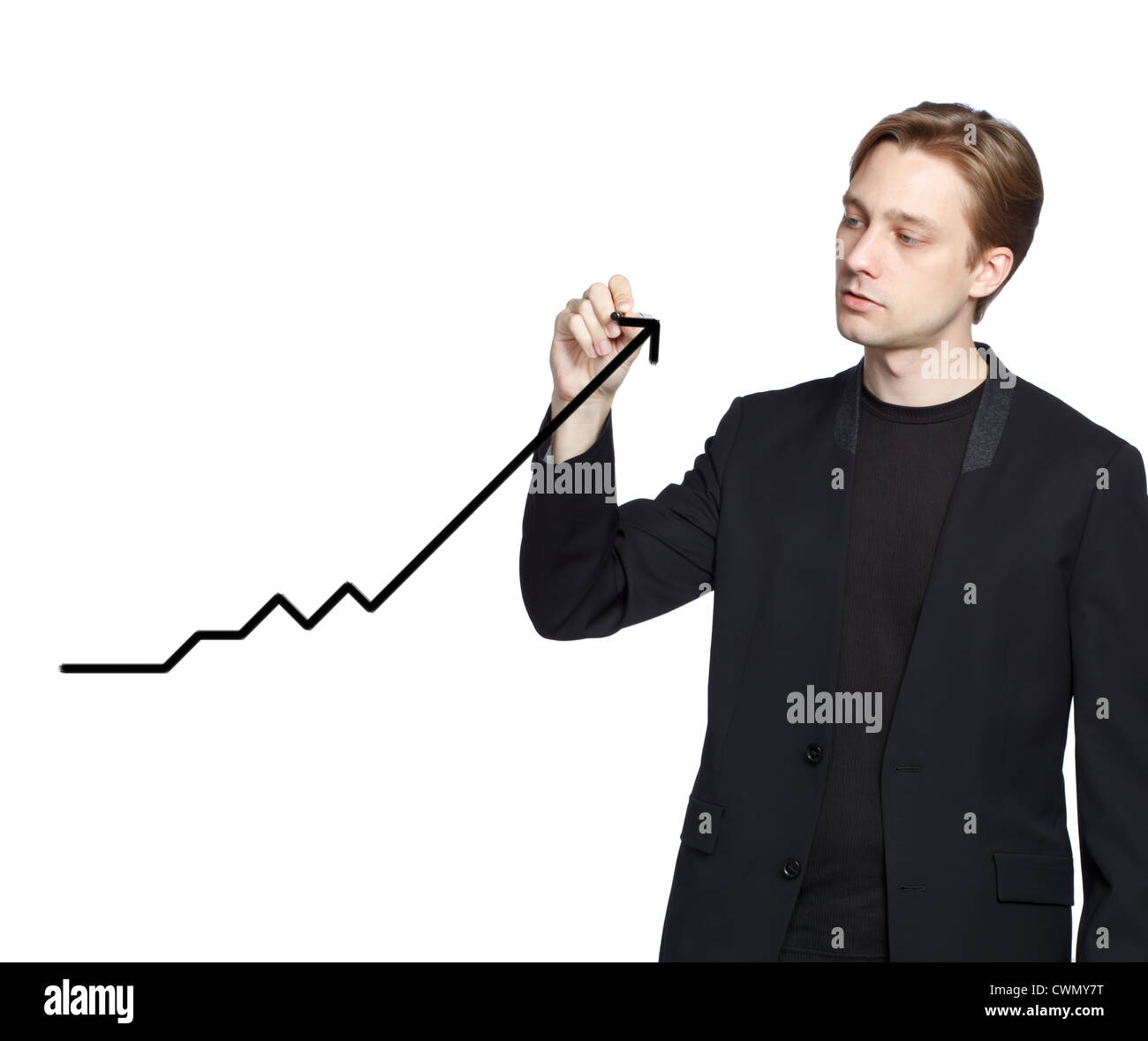 Man drawing a graph with black marker (growth Stock Photo - Alamy