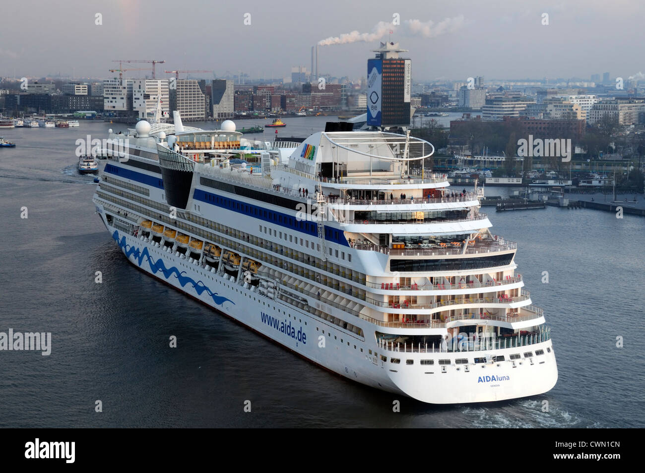 aidaluna Sphinx class cruise ship sailing sails leaves out amsterdam ...