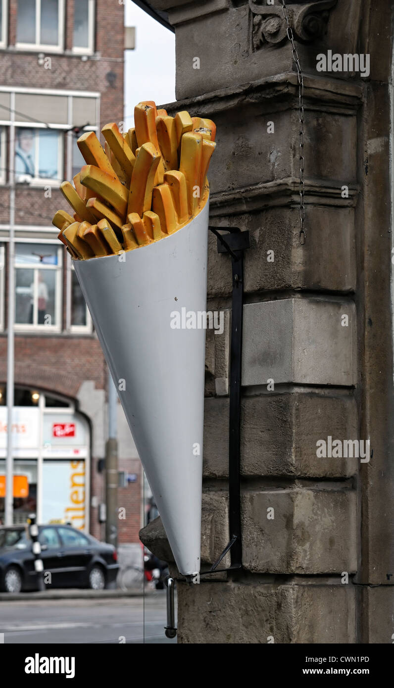 sign advertising advertise promoting promote chips french fries fun ...