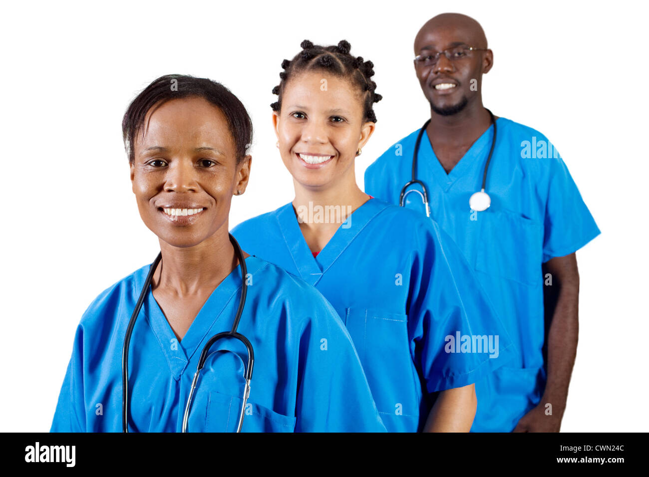 group of african american medical professionals isolated on white Stock ...