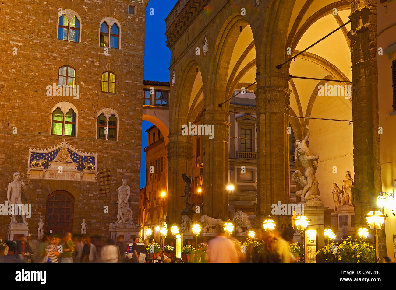 Florence, Statue of David by Michelangelo, La Signoria square, Piazza ...