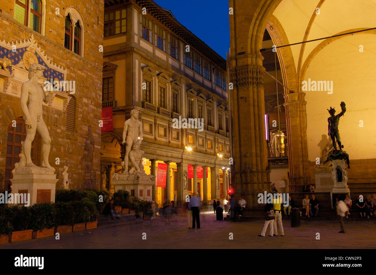 Florence, Statue of David by Michelangelo, La Signoria square, Piazza ...