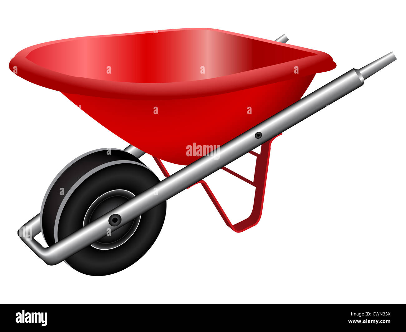 red wheel barrow against white background, abstract vector art ...
