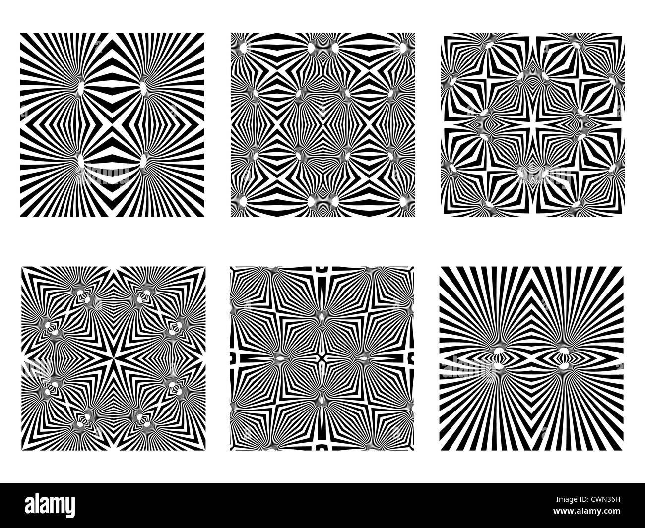 black and white patterns, op art seamless textures; vector art ...