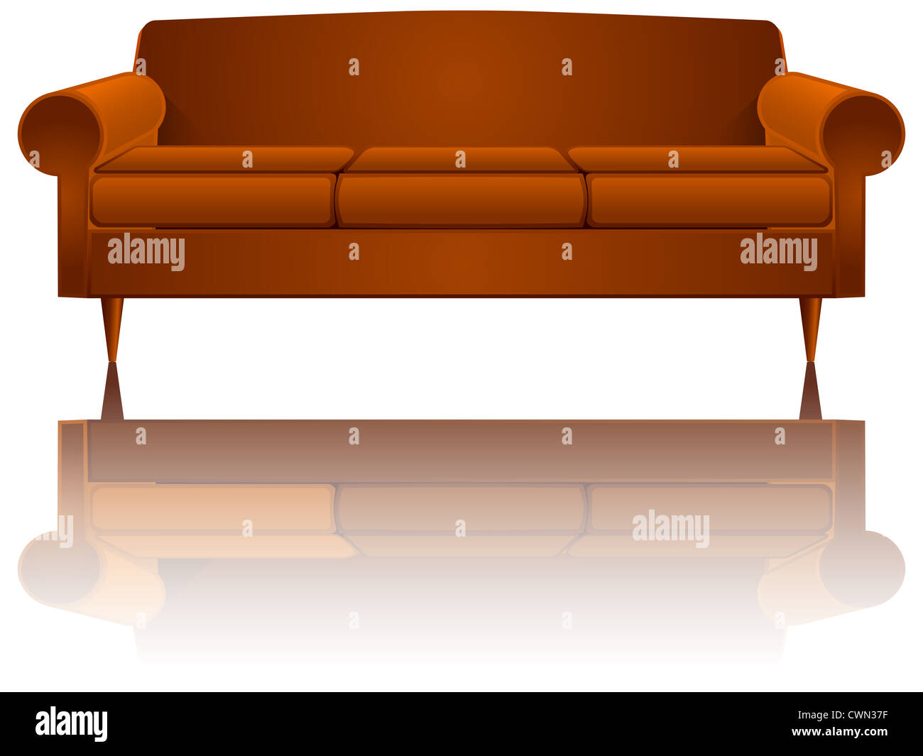 couch reflected over white background, abstract vector art illustration ...