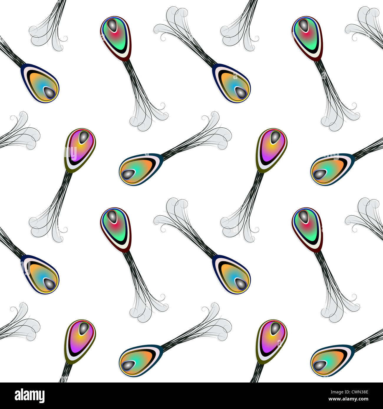 peacock feathers pattern, abstract seamless texture; vector art ...