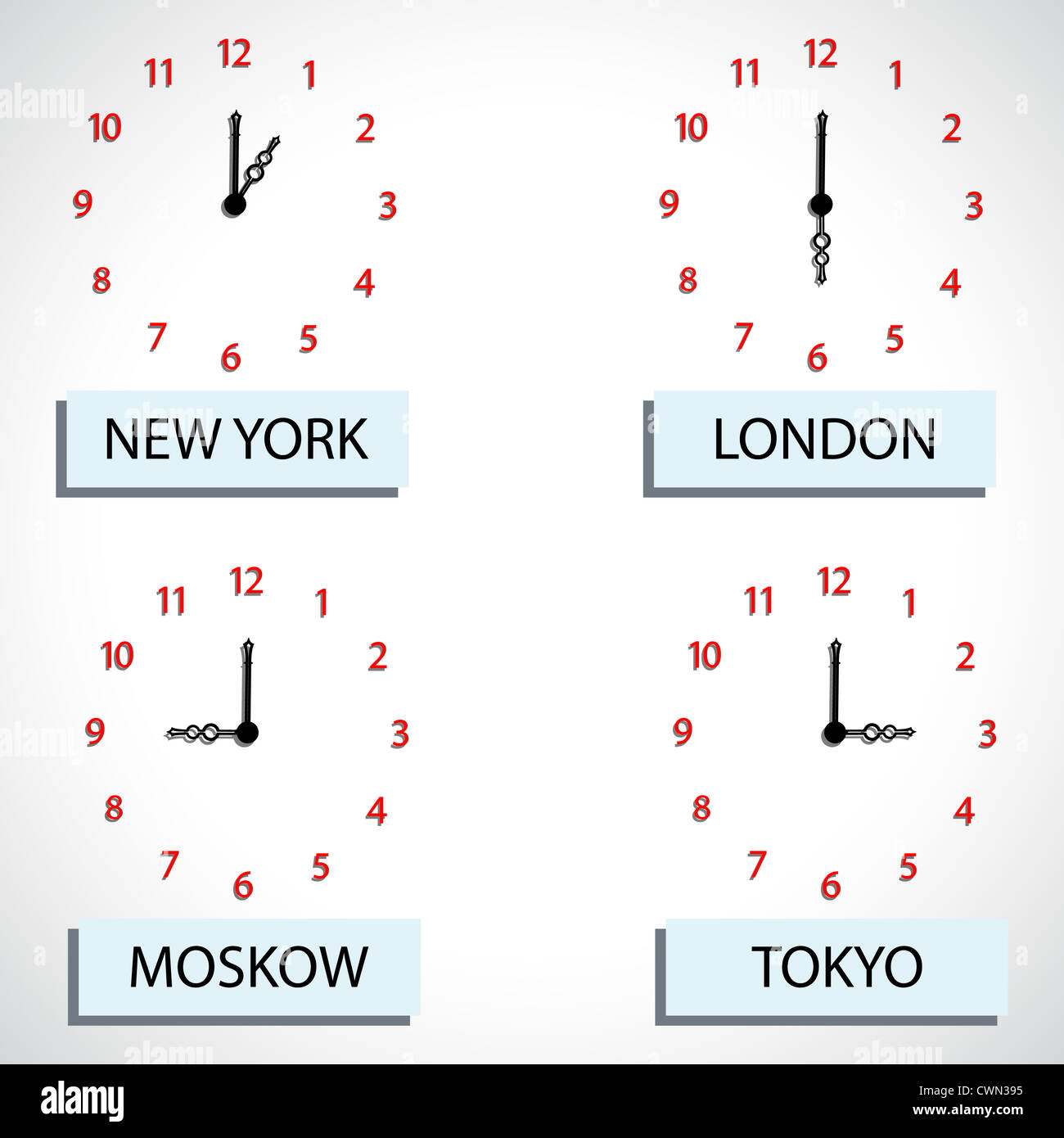 time zone hours, abstract vector art illustration Stock Photo - Alamy