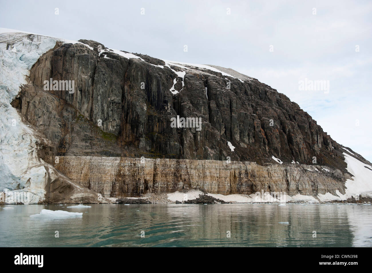 Doloritic intrusion. Limestone at the bottom and top divided by a ...