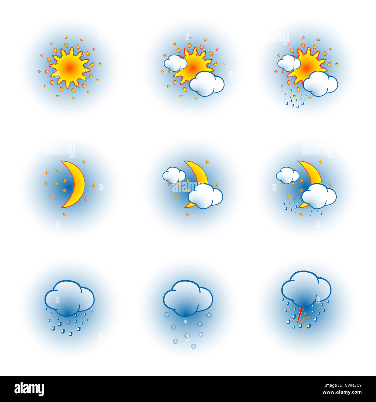 weather icons over white background, abstract vector art illustration ...