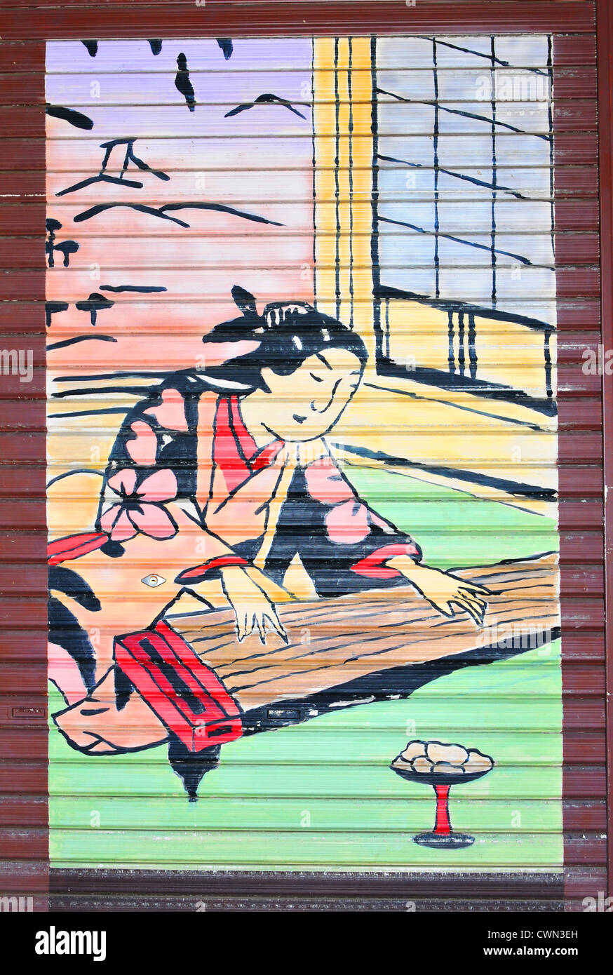 Tokyo, Japan - 30 December, 2011: Detail of colorful graffiti in ...