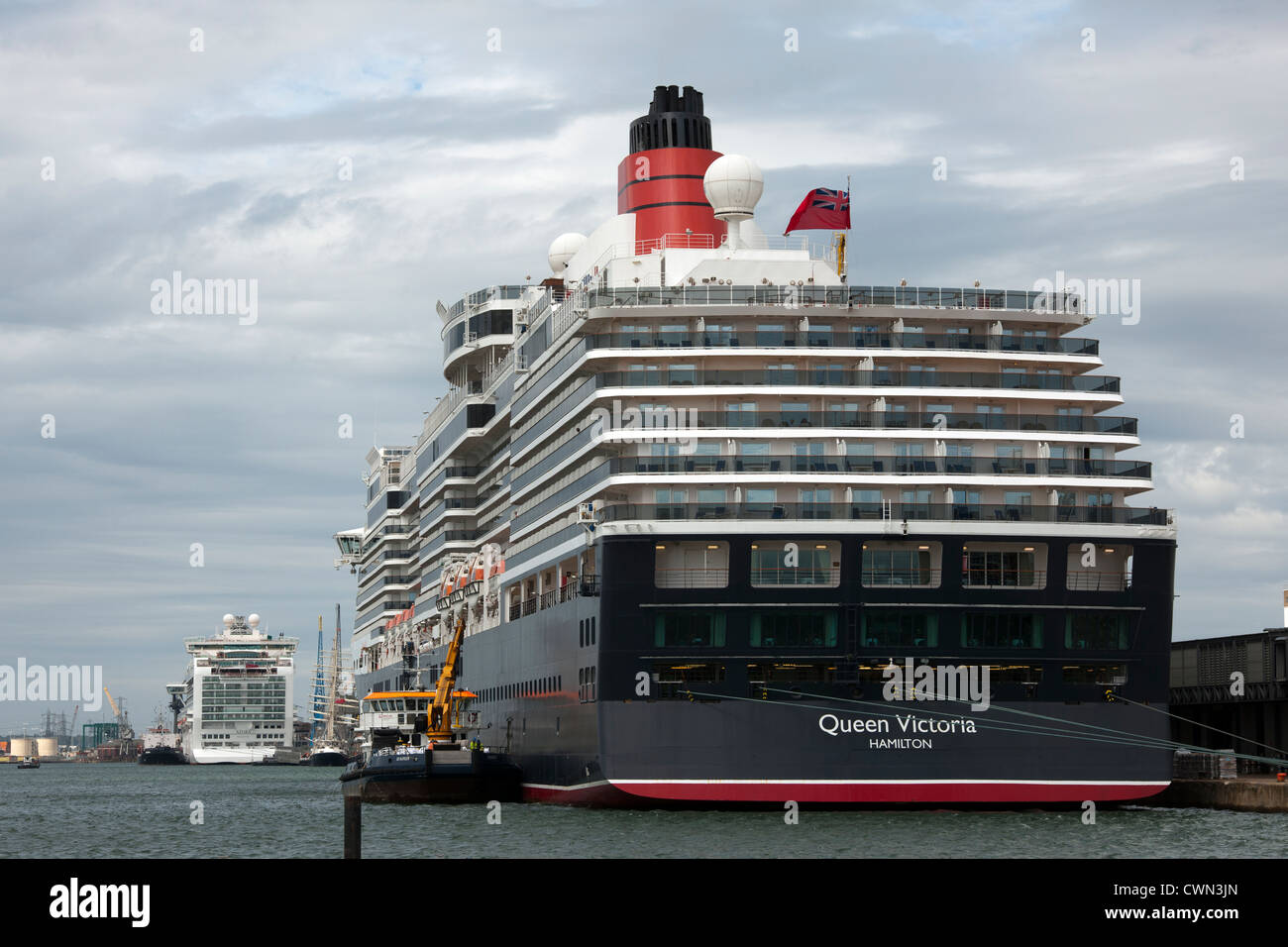 Cunard liner "Queen Victoria" berthed at berth 101. Western Docks, Port ...