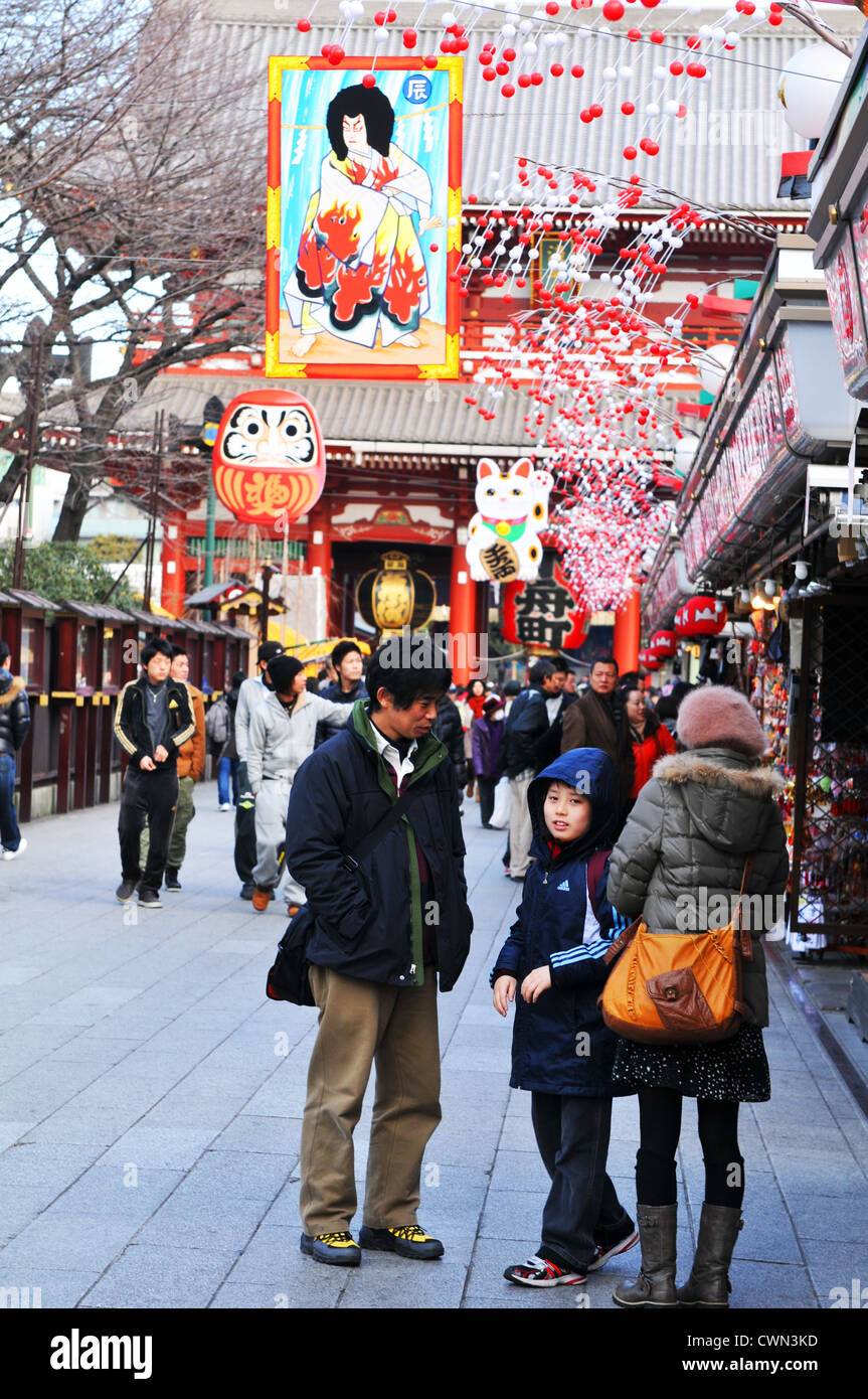 Tokyo, Japan - 31 December, 2011: Crowds of at Sensoji temple market on ...
