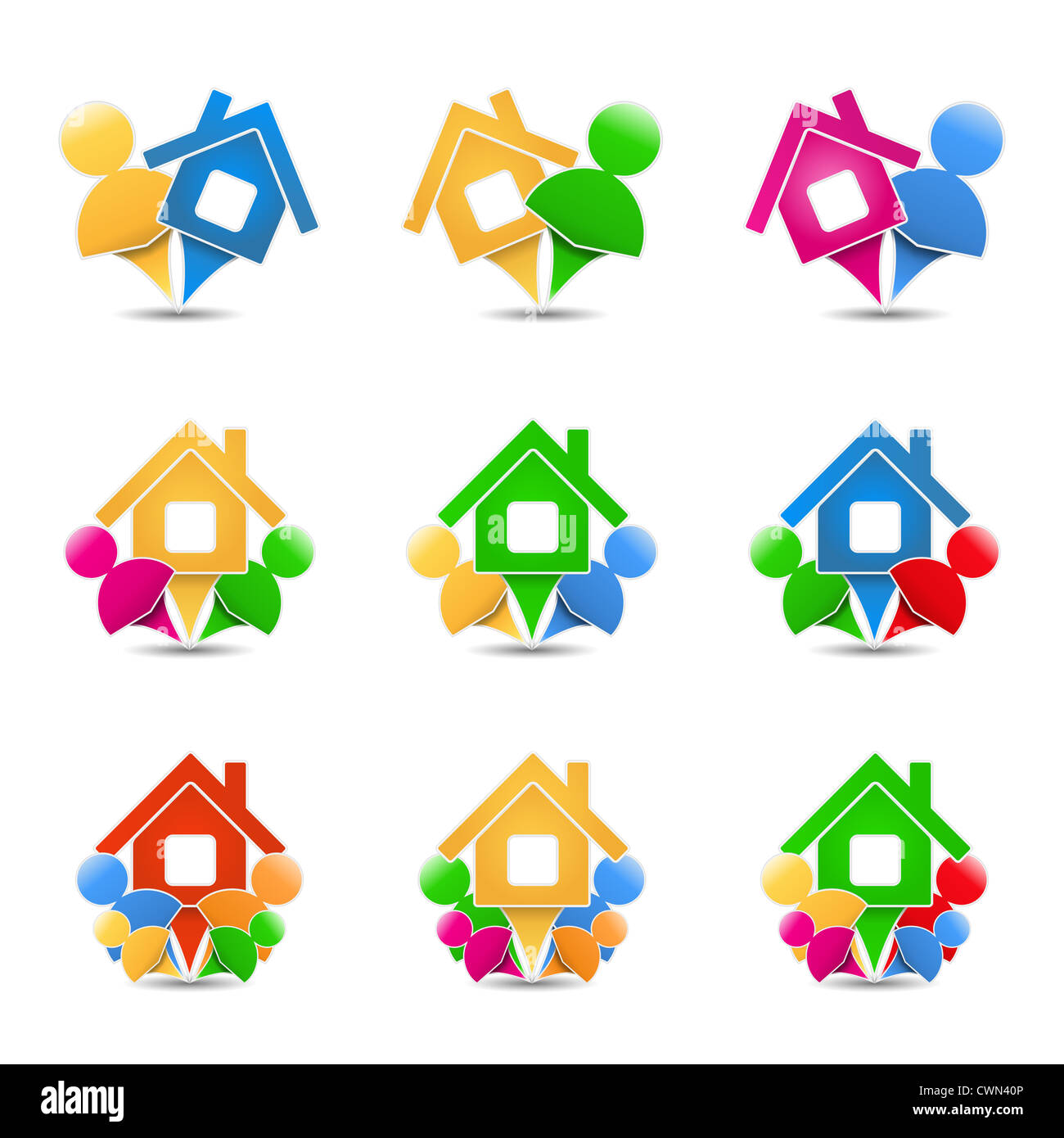 Infographics illustration house icons people icons hi-res stock ...