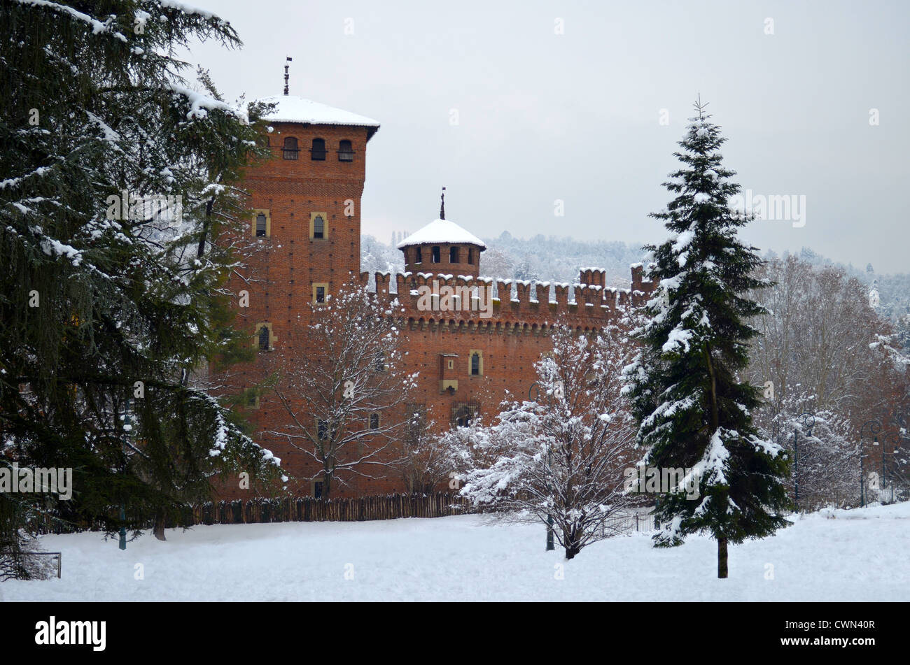 Turin, Italy: medieval castle in Parco del Valentino Stock Photo - Alamy