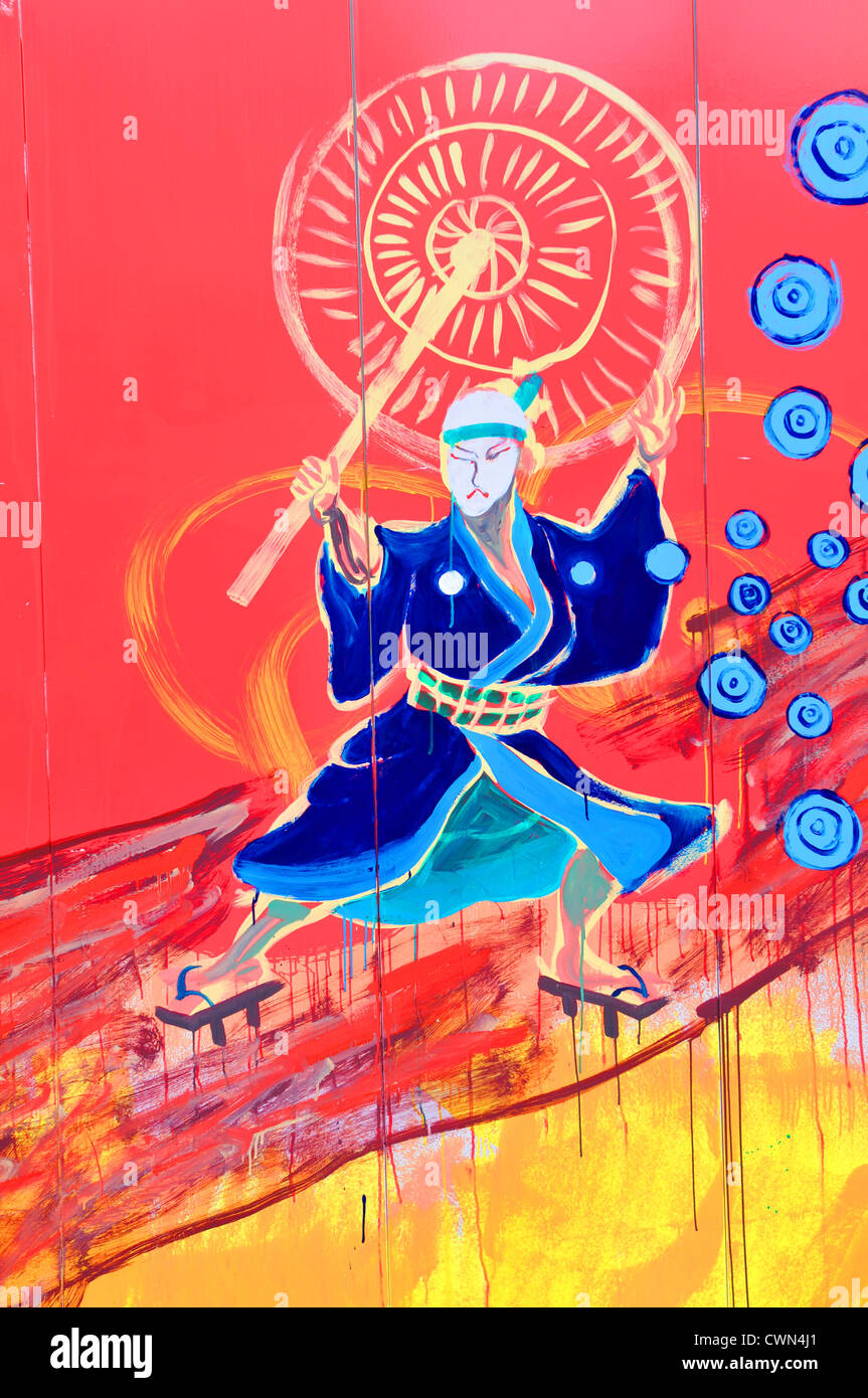 Tokyo, Japan - 30 December, 2011: Detail of colorful graffiti in ...
