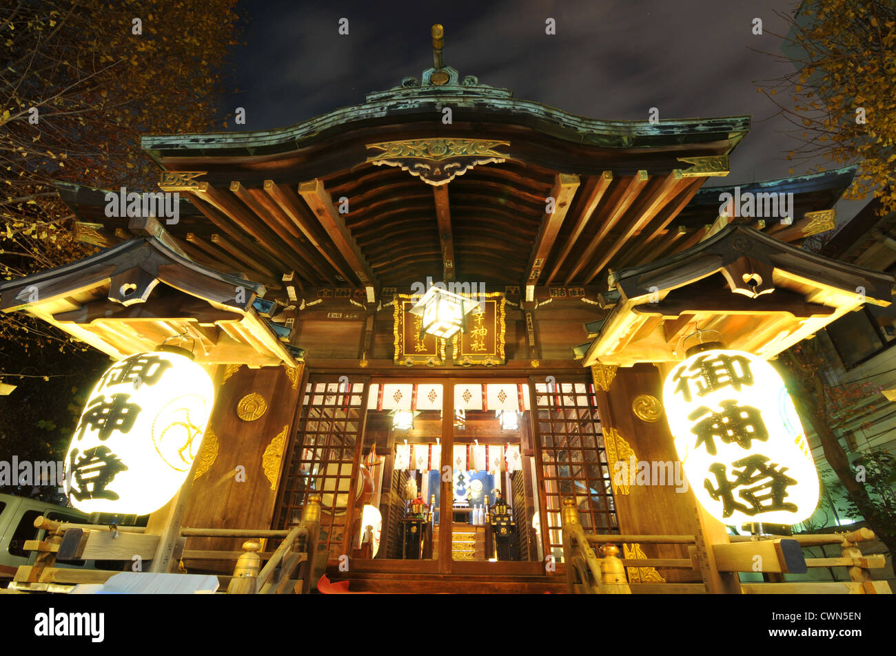 Tokyo, Japan - 31 December, 2011: Night view of traditional Japanese ...