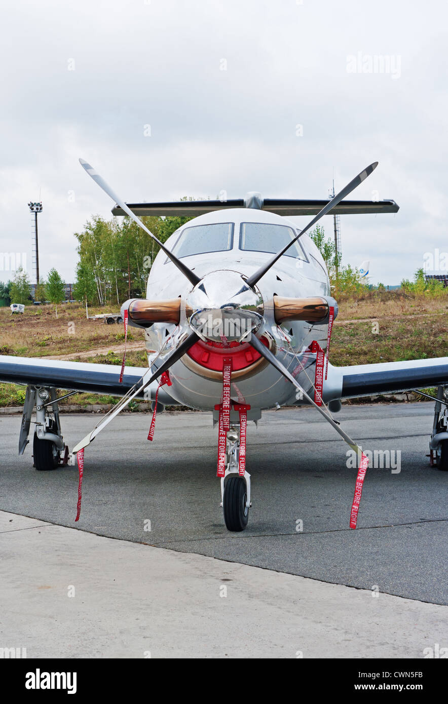Regional turboprop airplane - propeller view Stock Photo - Alamy