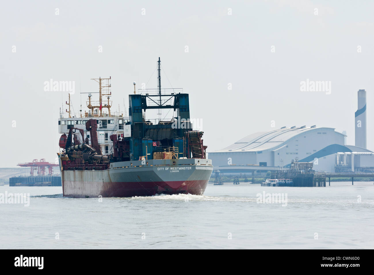Merchant ship on the River Thames in Kent England Stock Photo - Alamy