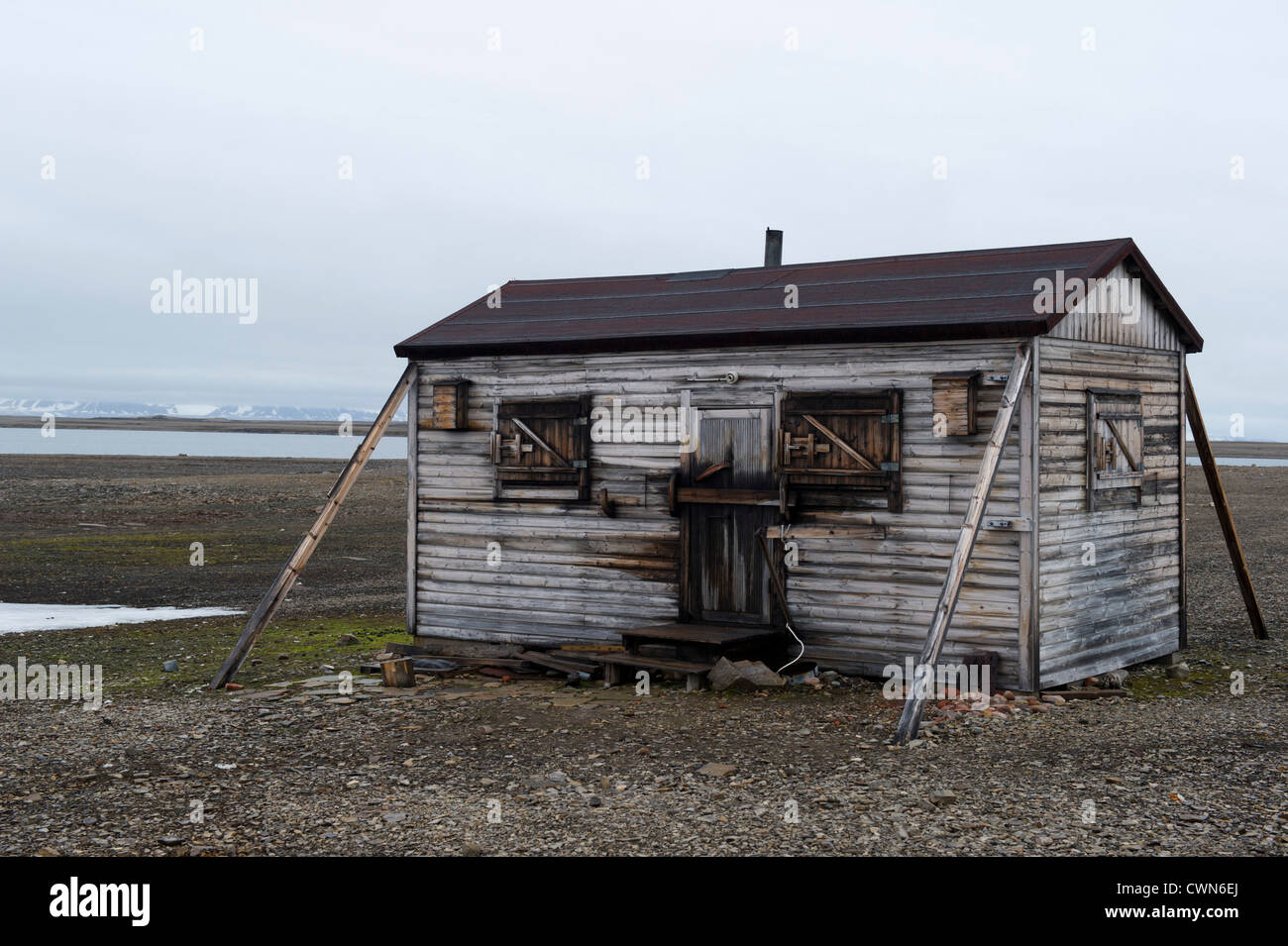 Old Swedish station from 1957, Kinnvika, Murchisonfjord, Spitsbergen ...