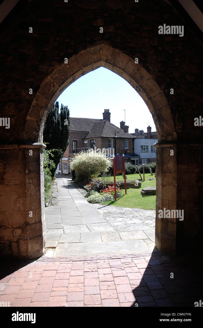 View from arch of church porch Stock Photo - Alamy
