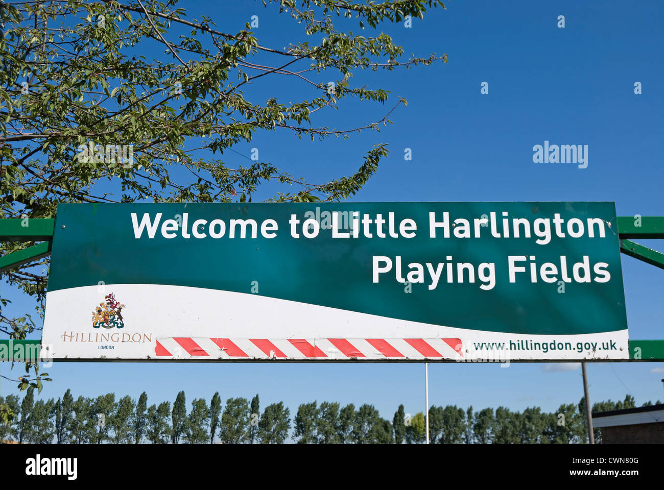 welcome to little harlington playing fields sign, harlington, middlesex ...