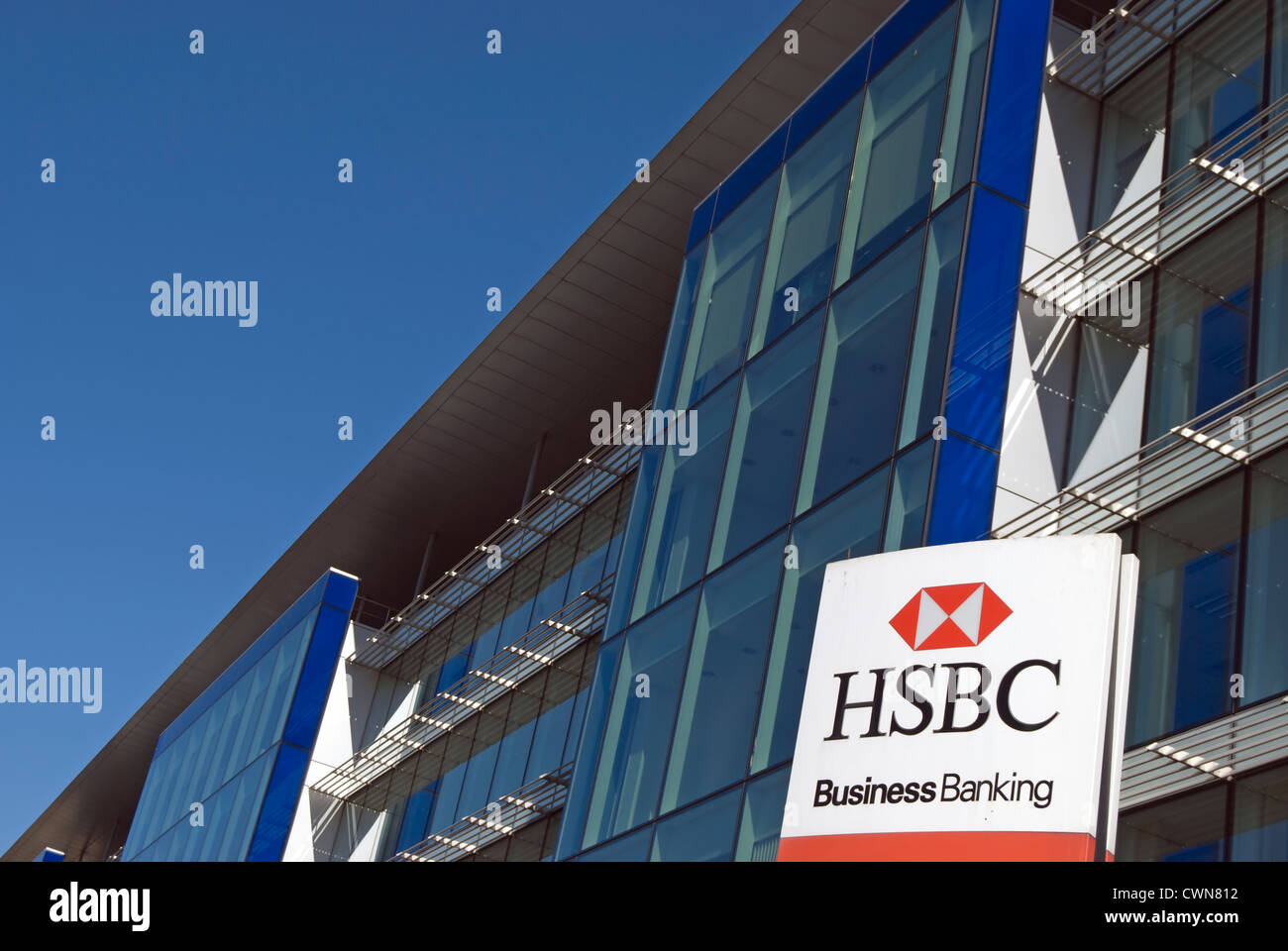 pillar sign for hsbc business banking at its heathrow commercial centre ...