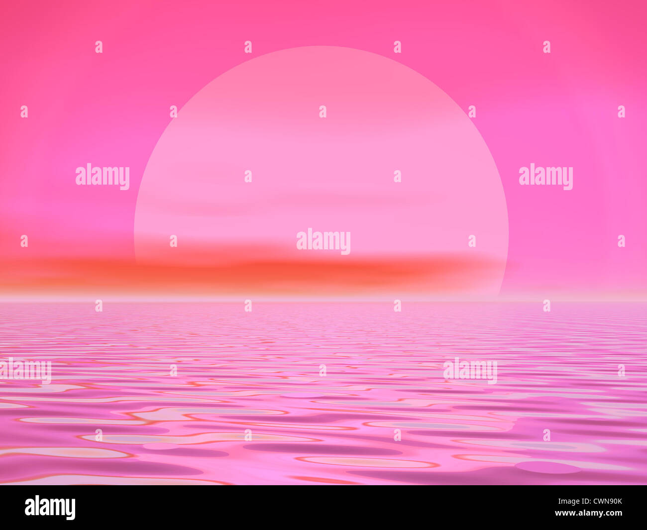 3d render sunset over ocean hi-res stock photography and images - Alamy