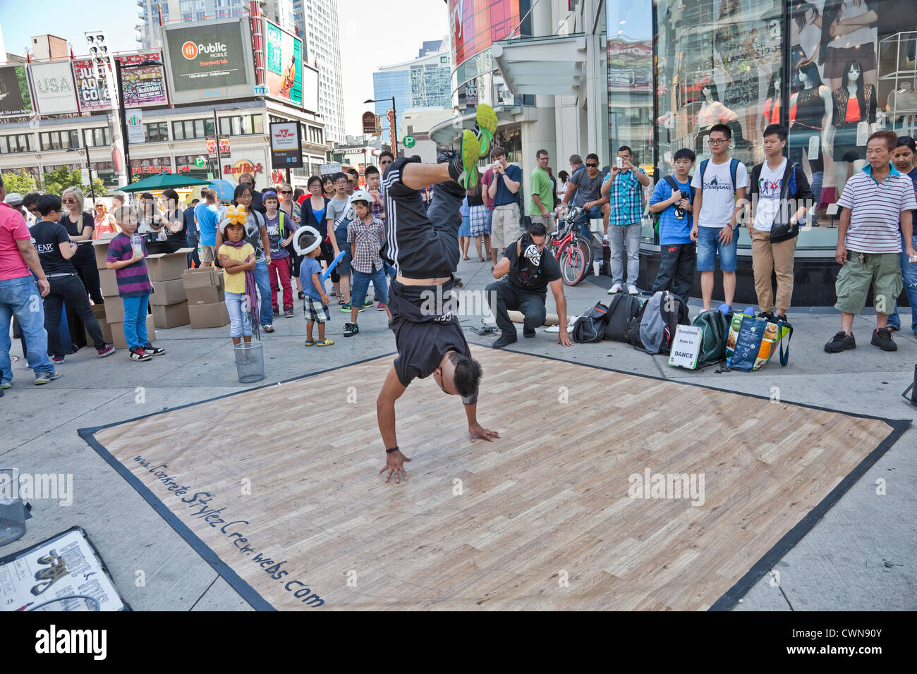 Breakdancing or Brake Dancing by Street Performers in downtown Toronto ...