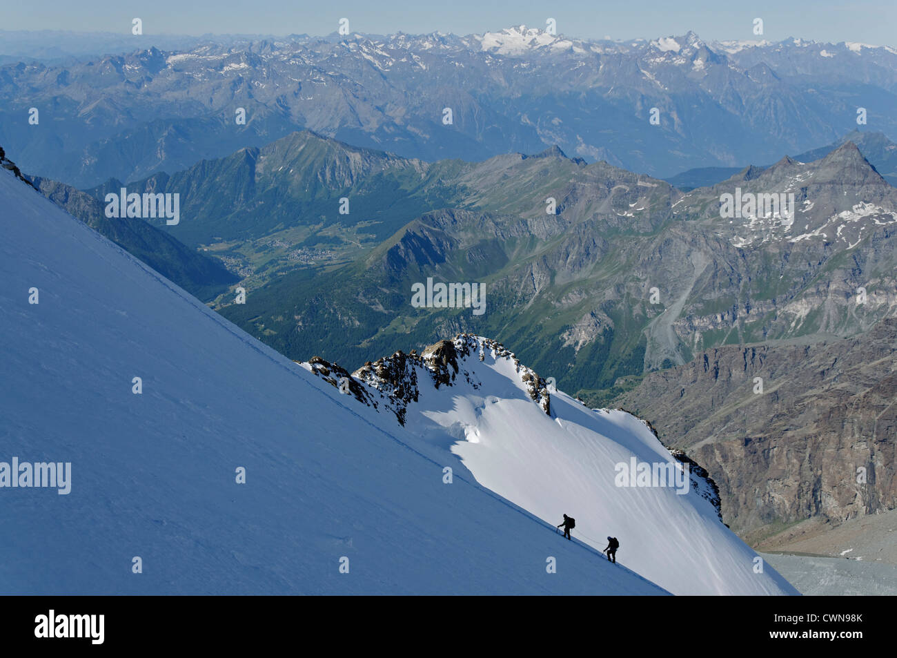 Alpine climbers on Castor in the Swiss alps Stock Photo - Alamy