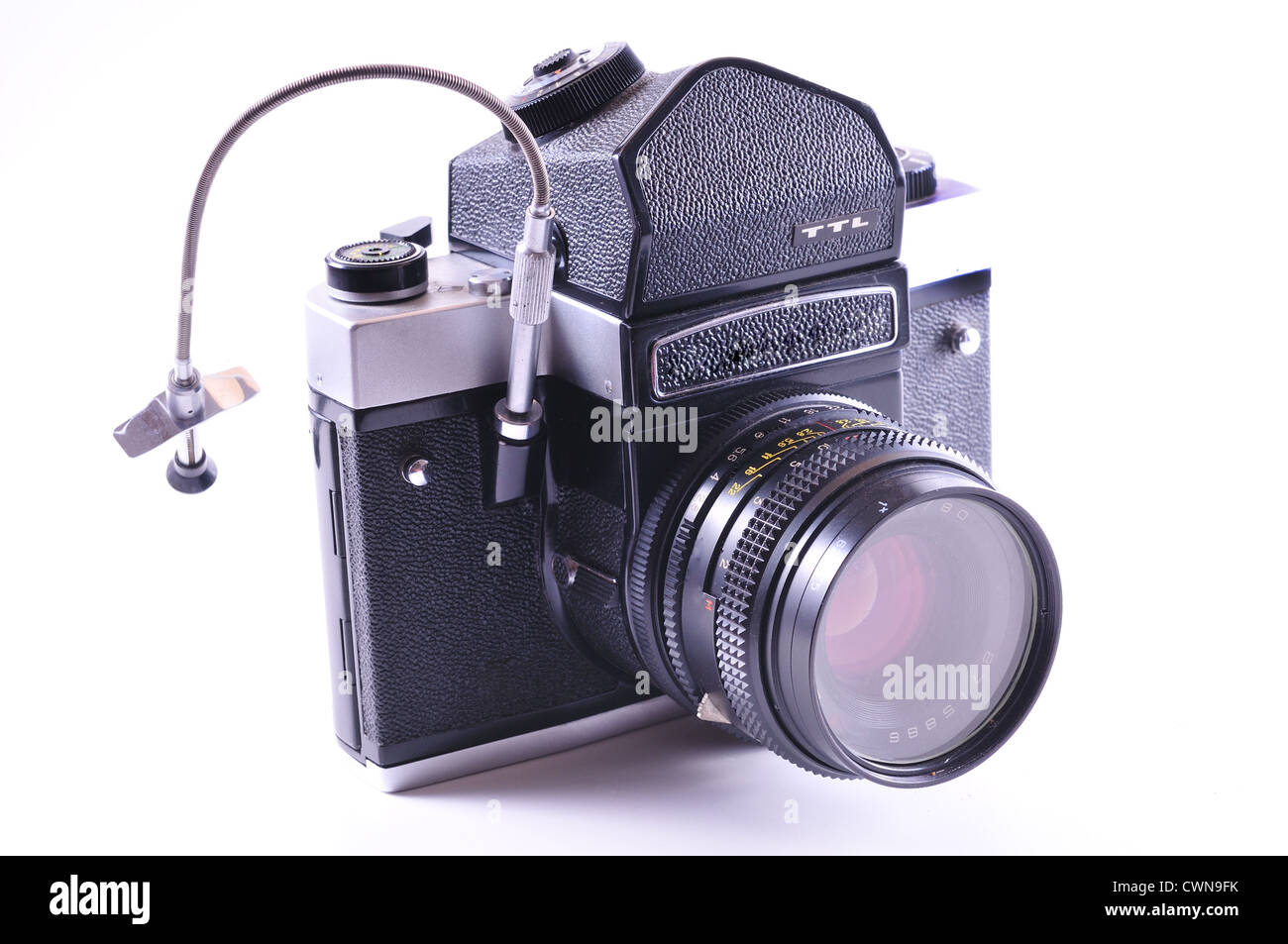 Large format camera TTL prism against a white background Stock Photo ...