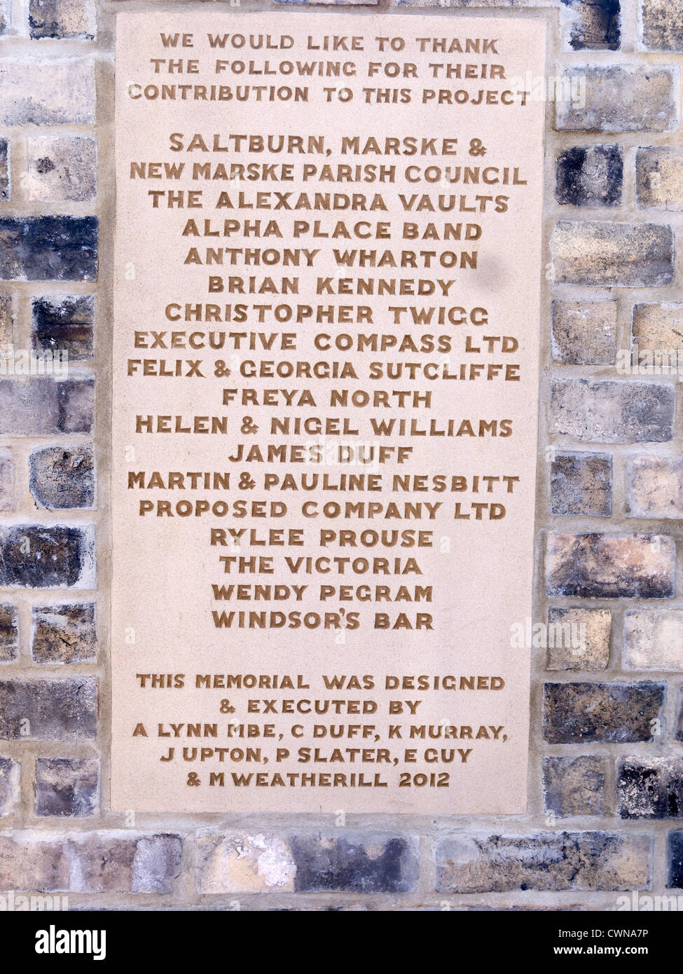 Reverse side of the monument built at Saltburn where the first houses ...