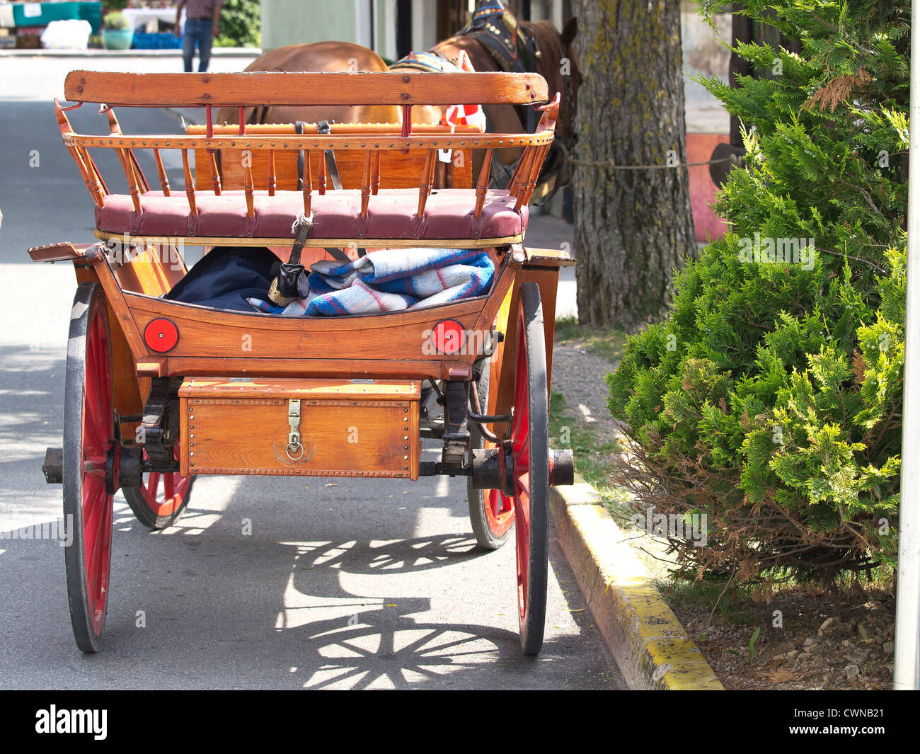 old wooden coach on the street Stock Photo - Alamy