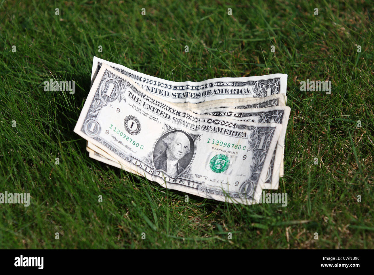 dollar bills lying on grass Stock Photo - Alamy