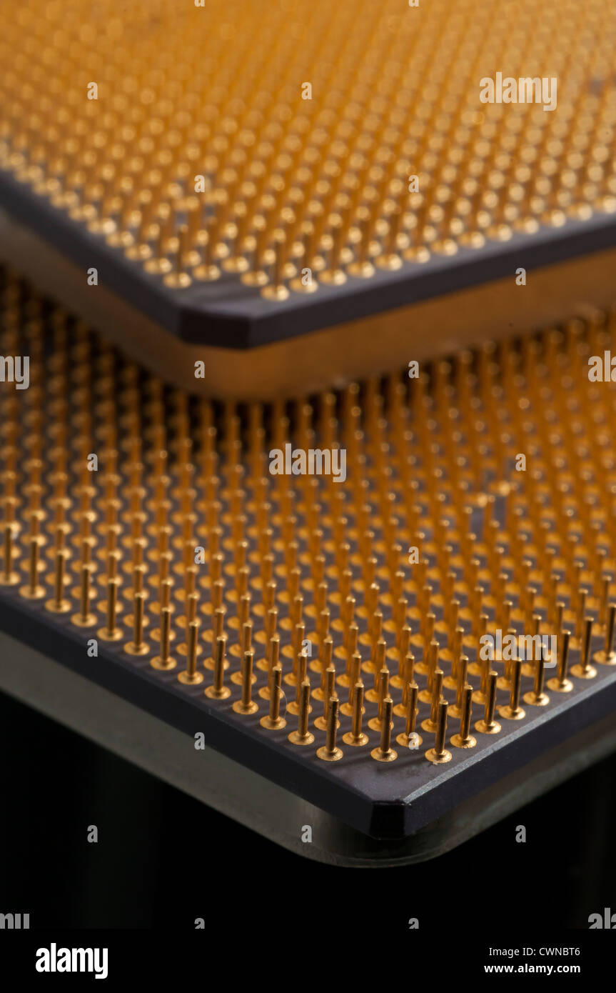 Underside view of a modern CPU computer chip or central processing unit ...