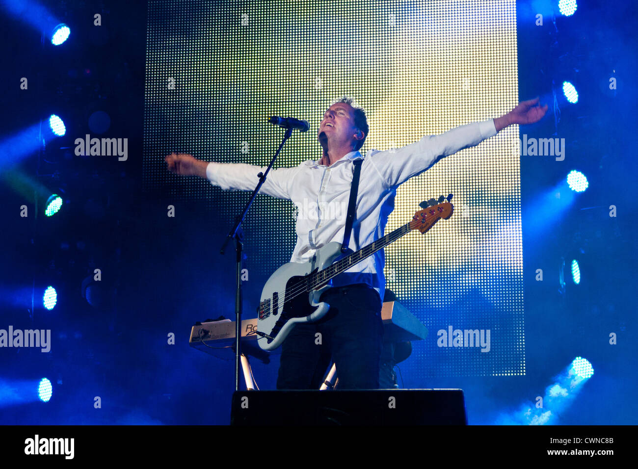 Andy McCluskey of OMD Orchestral Manoeuvres in the Dark performing at ...