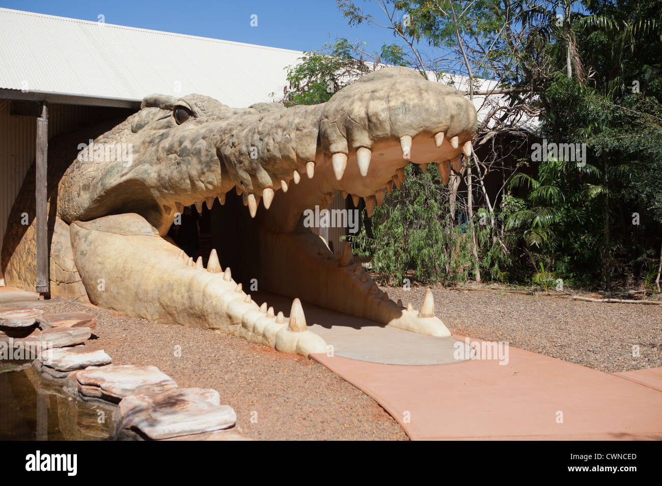 The large crocodile entrance gate to the Malcolm Douglas Crocodile Park ...