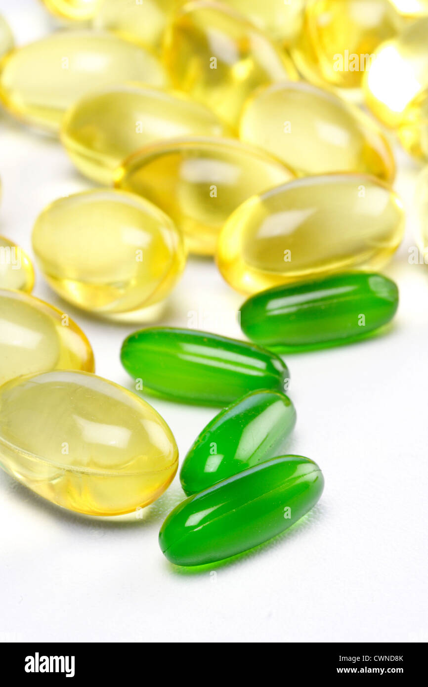 Close up of cod liver oil pills Stock Photo - Alamy