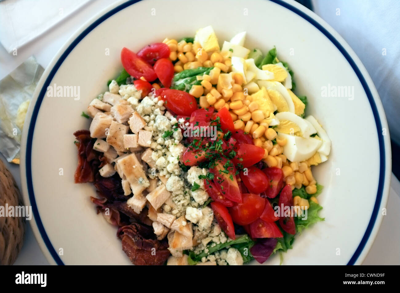 Cobb Salad in a White Bowl Stock Photo - Alamy